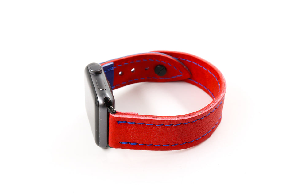 New York Blue/Red iWatch Band – Second String Leather Company