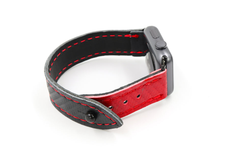 Brians Outlaw Black/Red iWatch Band – Second String Leather Company