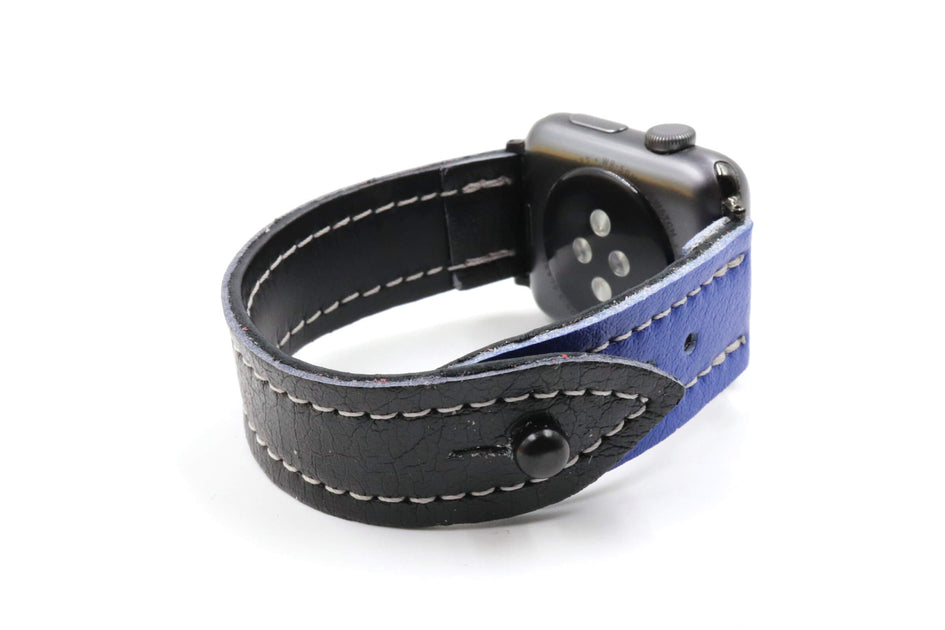 Blue Lightning Black/Blue iWatch Band – Second String Leather Company